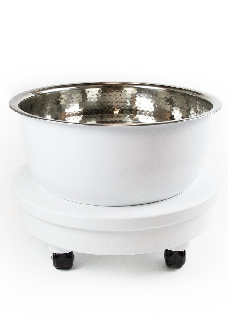 Hand-Hammered Stainless Steel Pedicure Bowl with White – Pedicure Bowls